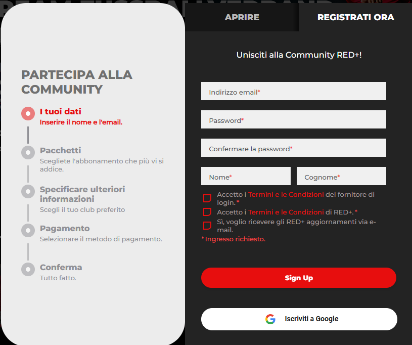 COME SI CREA UN ACCOUNT? – RED+